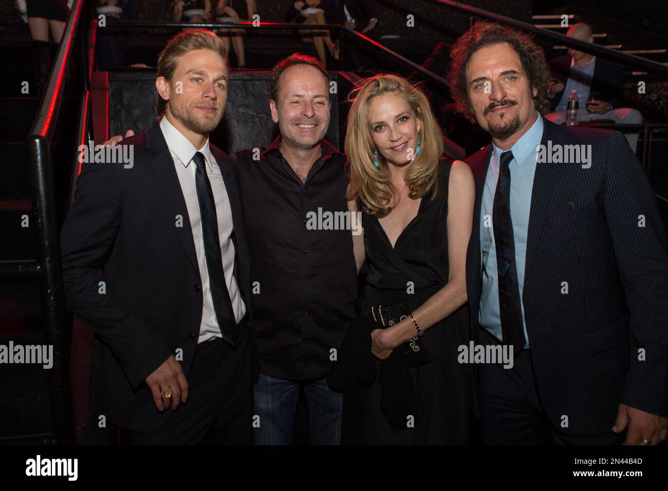 From left, Charlie Hunnam, FX Networks CEO John Landgraf, Ally Walker ...