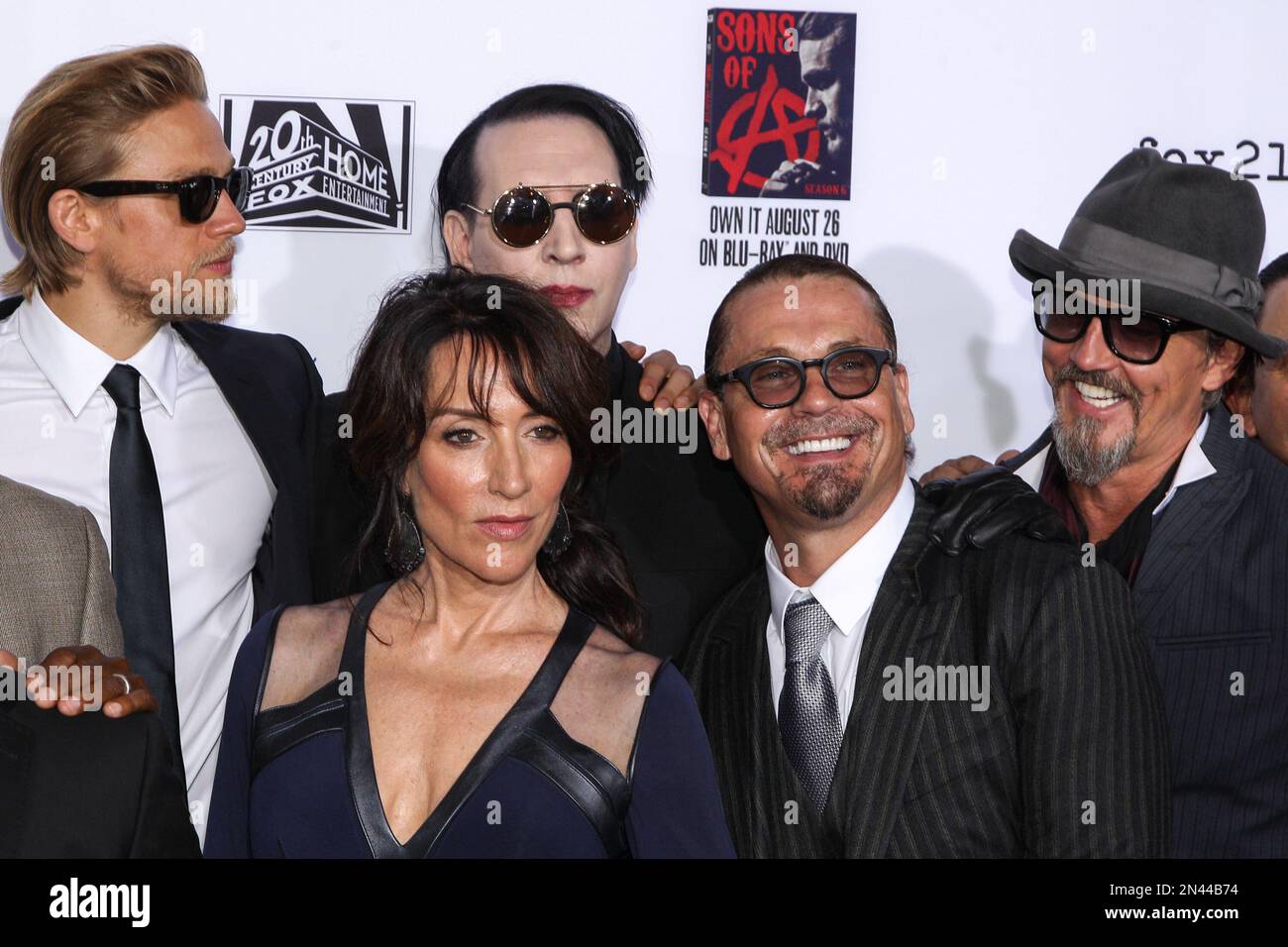 From left, Charlie Hunnam, Katey Sagal, Marilyn Manson, Kurt Sutter, and Tommy Flanagan attend ...