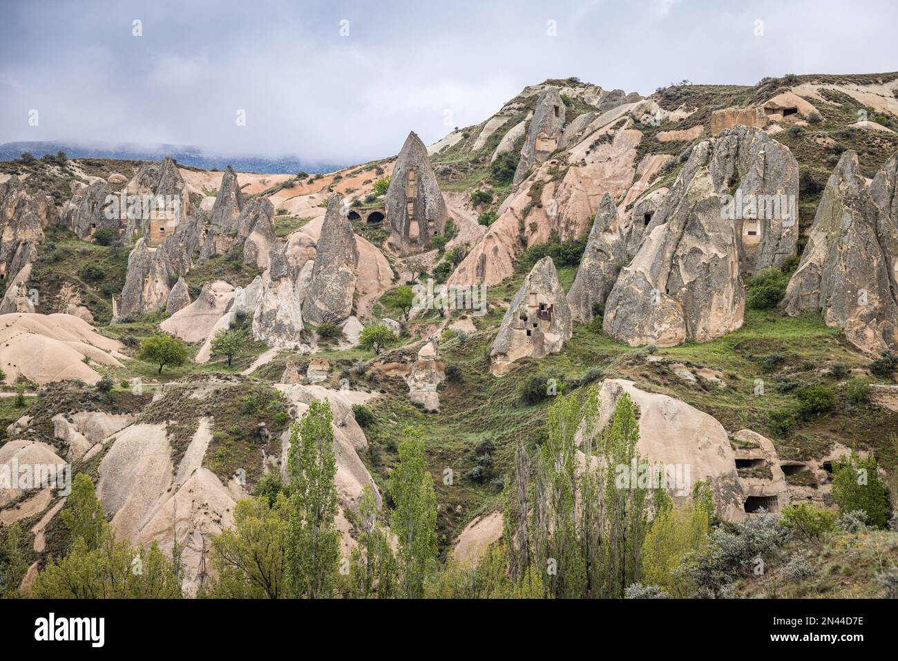 Cave houses in the Uzengi Valley, Ürgüp, Nevşehir, Turkey Stock Photo ...
