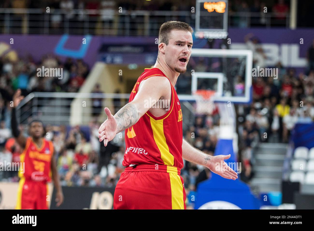 Tbilisi, Georgia, 7 September 2022. Dino Radoncic of Montenegro rteacts ...