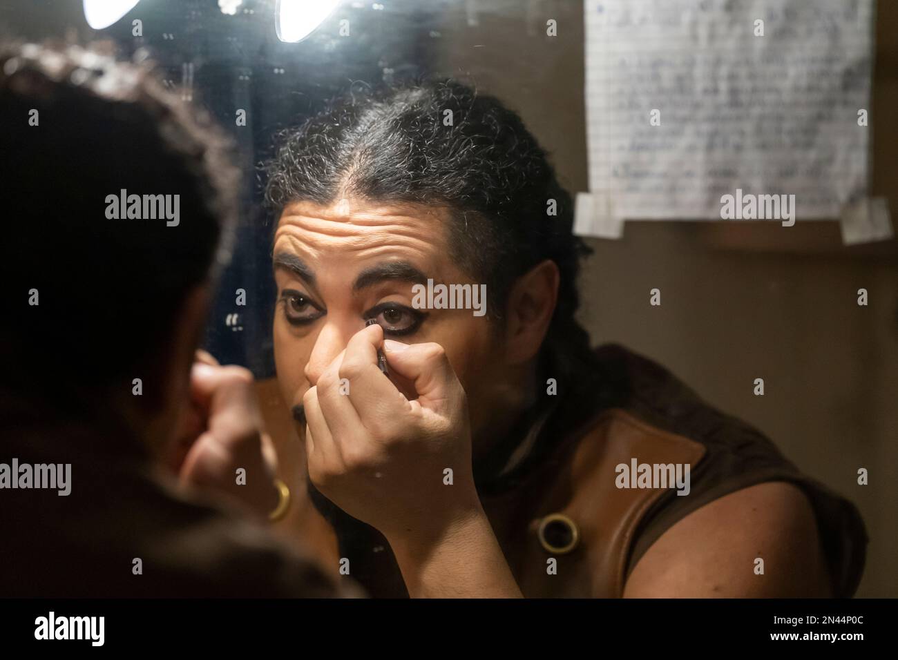 A performer gets ready stage at Blackpool Tower Circus before their ...