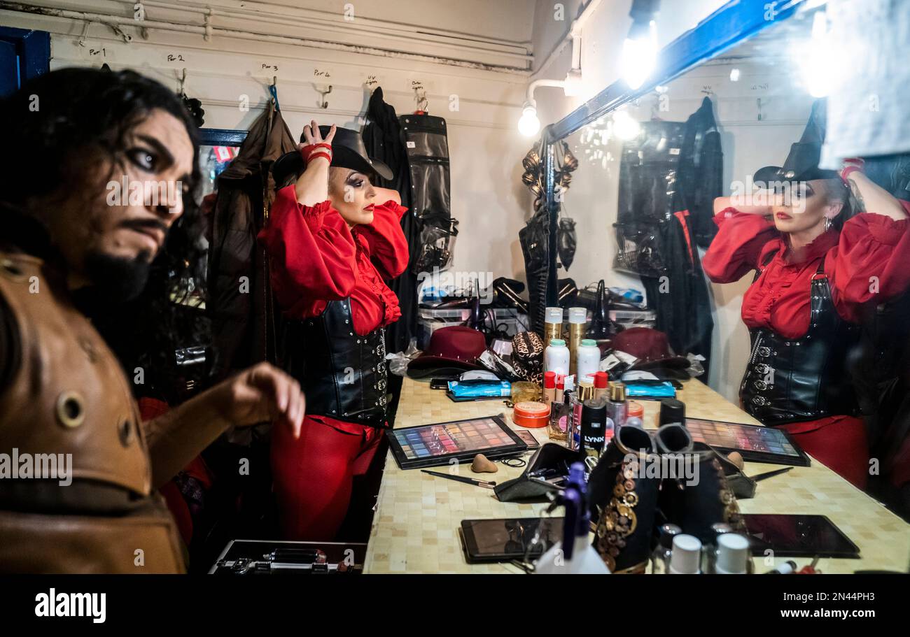Performers get ready stage at Blackpool Tower Circus before their ...