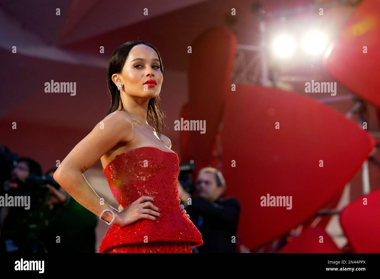 Actress Zoe Kravitz poses for photographers as she arrives for the ...