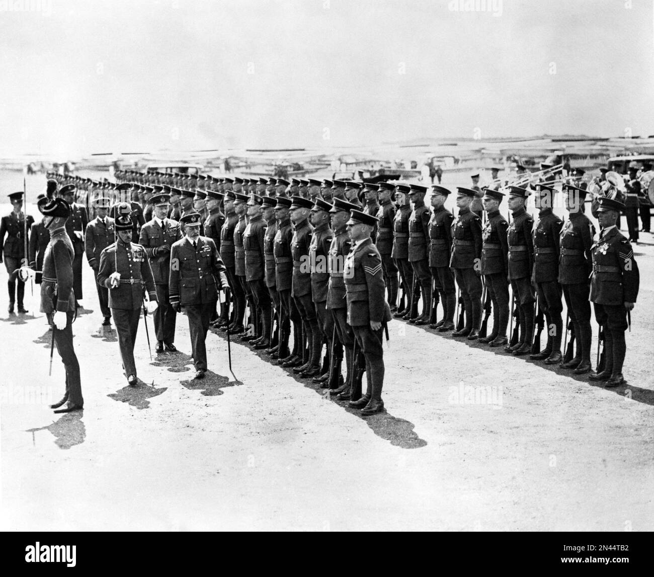 Inspection at Mildenhall in 1935. Britain's King George V, third from ...