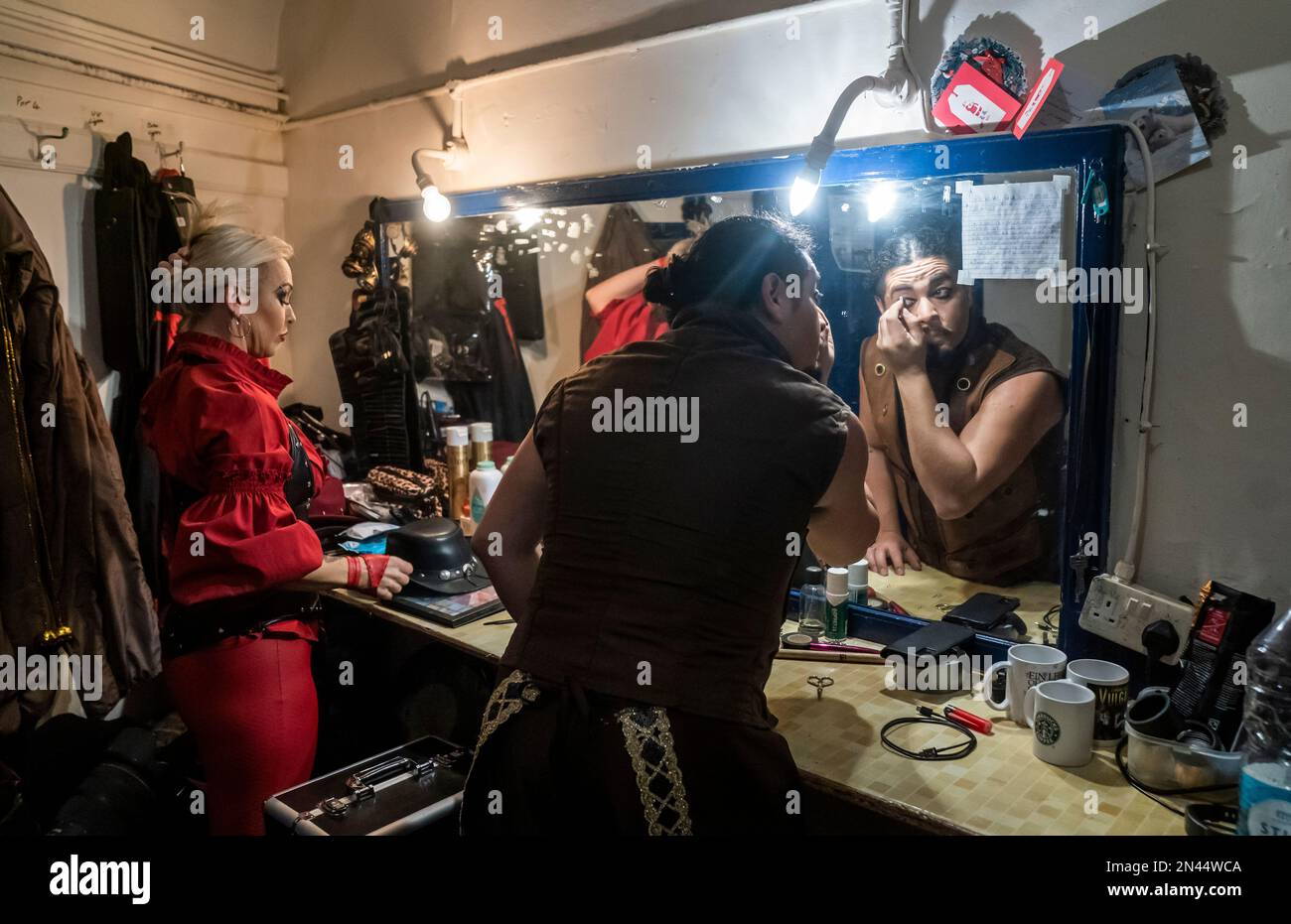 Performers get ready stage at Blackpool Tower Circus before their ...