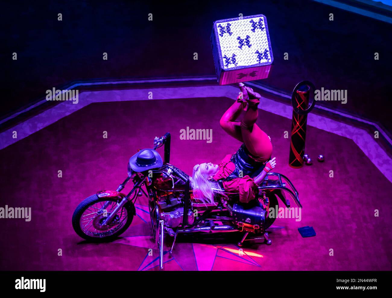 A performer at Blackpool Tower Circus rehearse ahead of the opening of ...