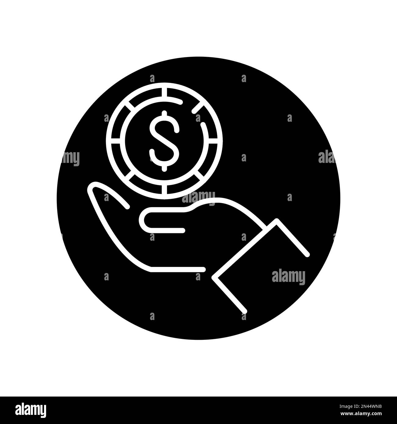 Hand and dollar line icon. Business crowdfunding and Finance management ...