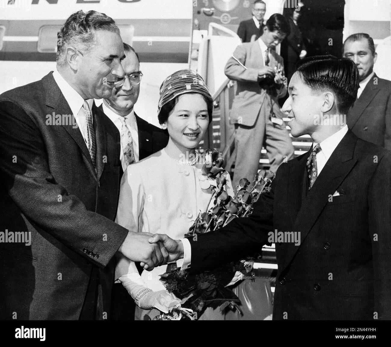 Mayor George Christopher of San Francisco, left, welcomes Crown Prince ...