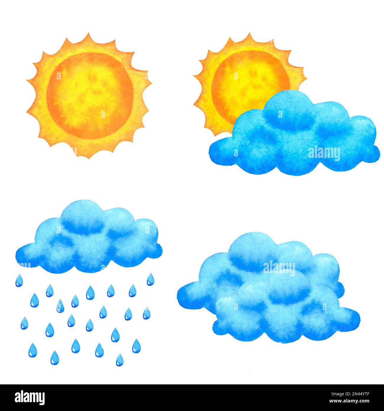 Sun and rainy cloud. Icons for weather forecast at web or widget ...