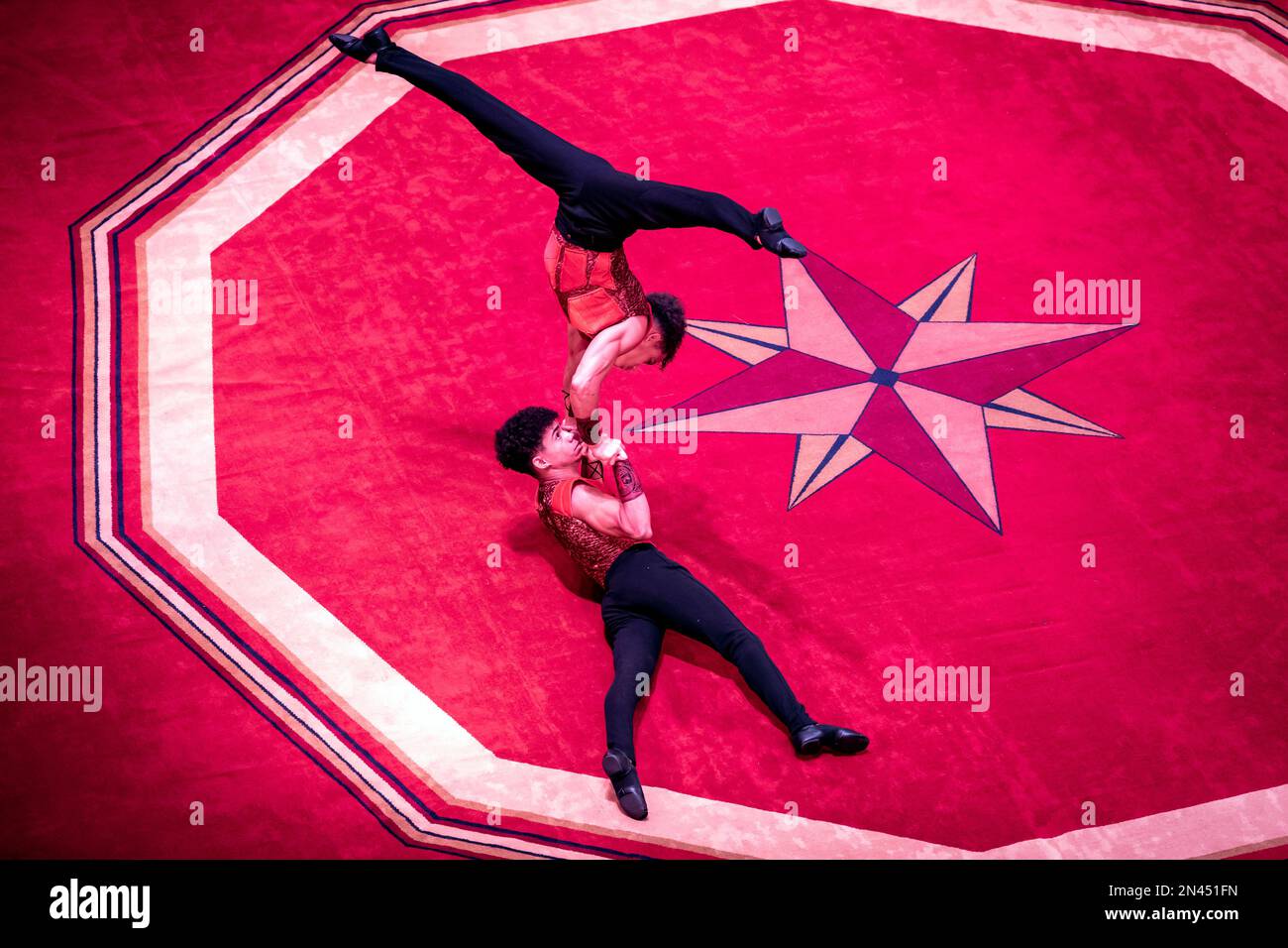 Performers get ready stage at Blackpool Tower Circus before their ...