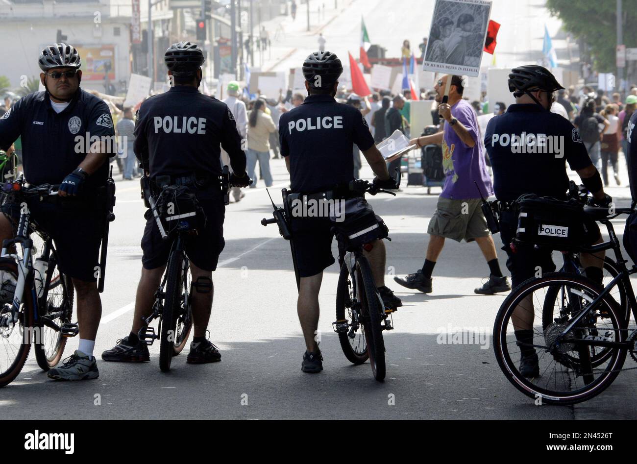 FILE - In this Sept. 18, 2010 file photo, officers on bicycles keep ...