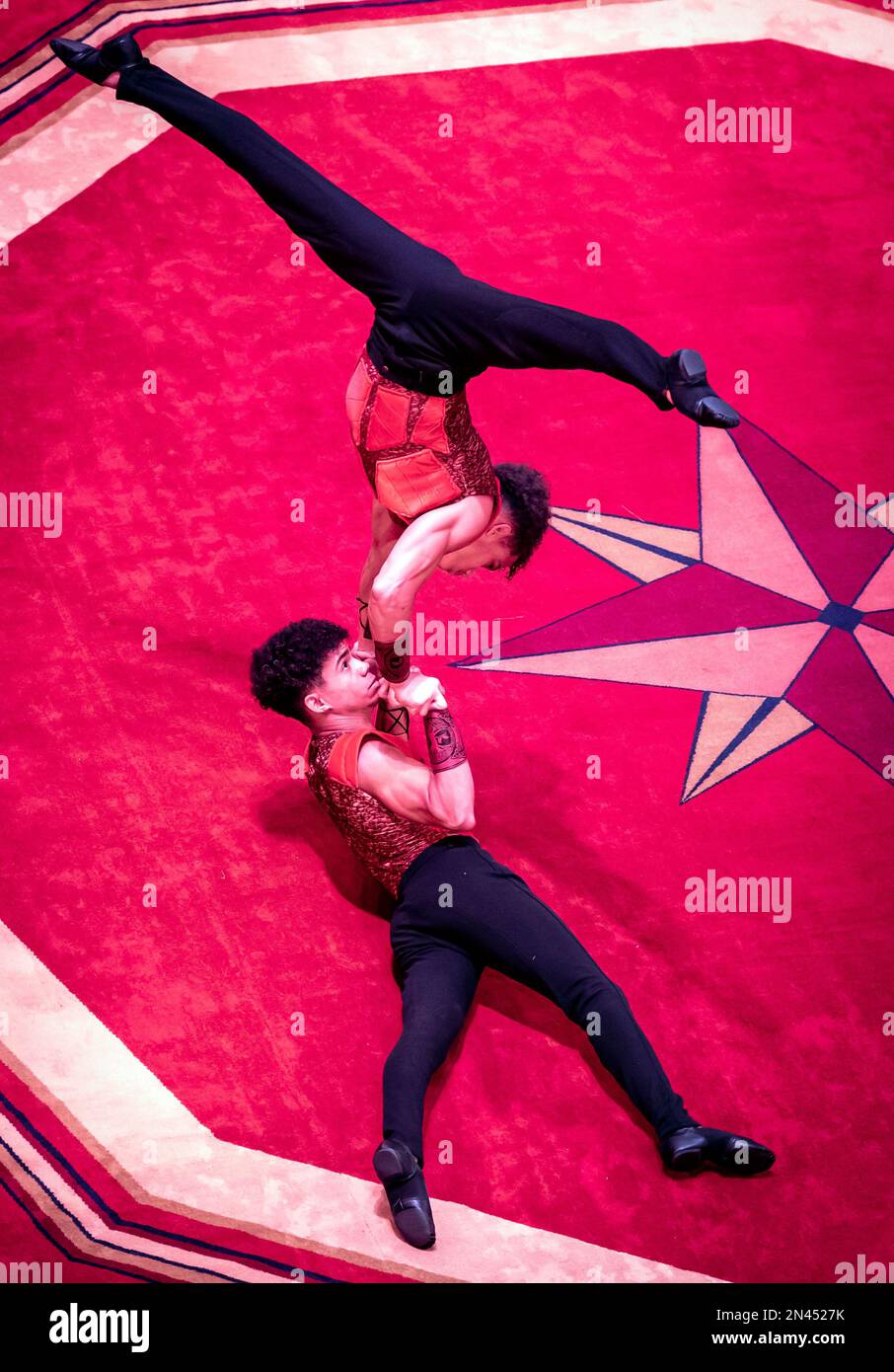 Performers get ready stage at Blackpool Tower Circus before their ...
