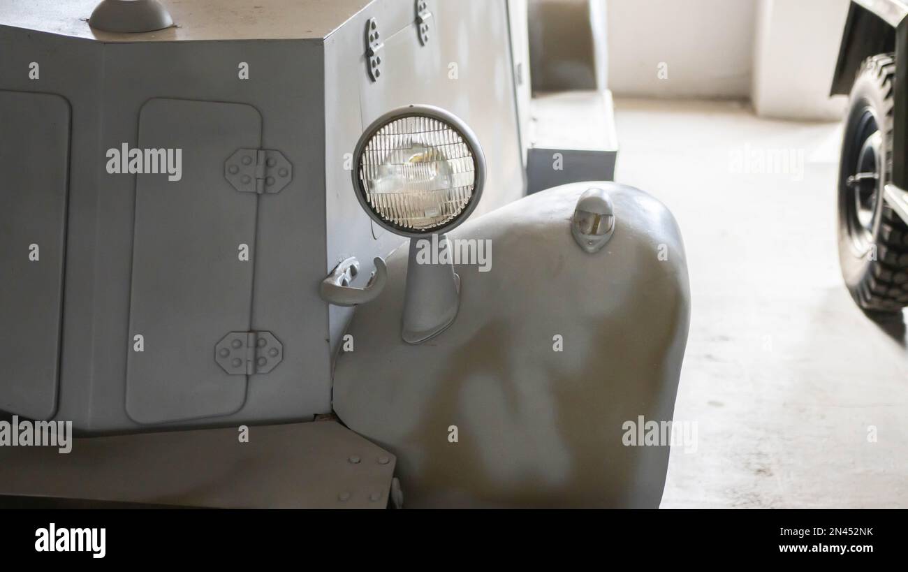 Old armored light military vehicle of the second world war, antique ...