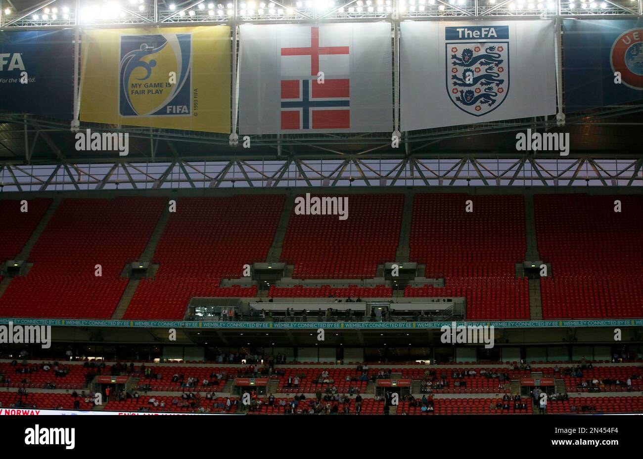 Seats remain empty in the top tier of the stands during the ...