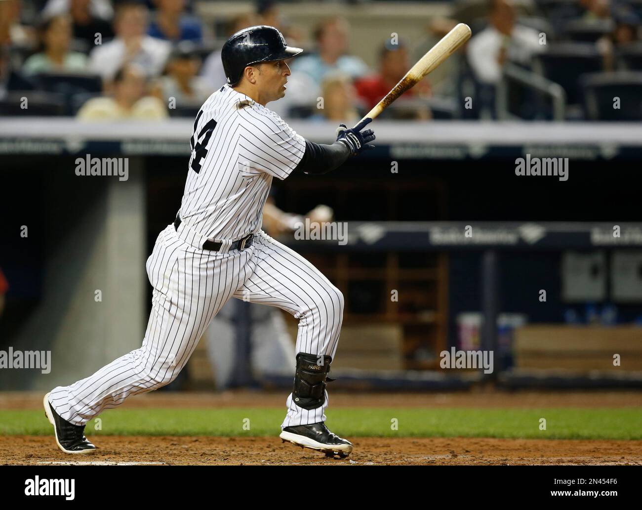 New York Yankees Martin Prado (14) hits a in a baseball game at Yankee ...