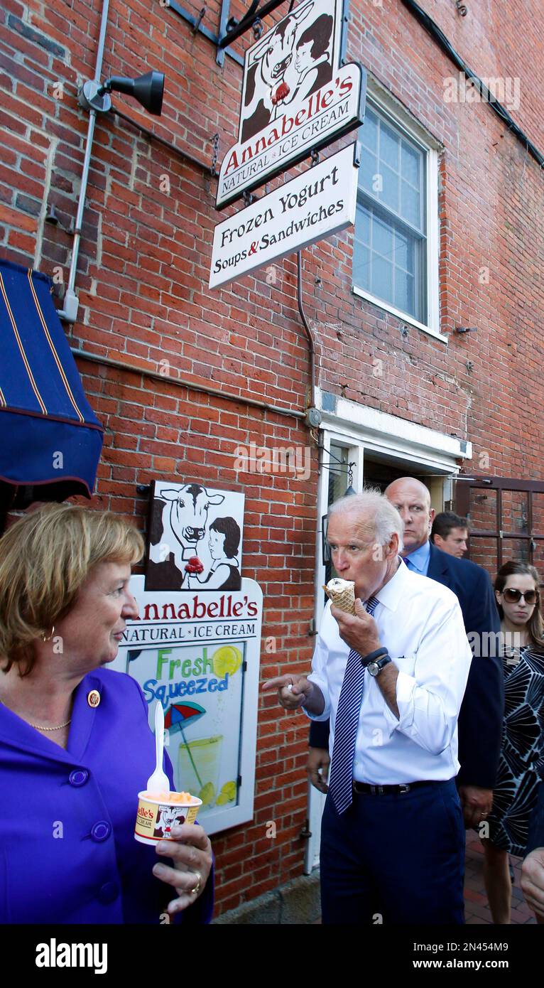 United States Vice President Joe Biden eats an ice cream after leaving ...