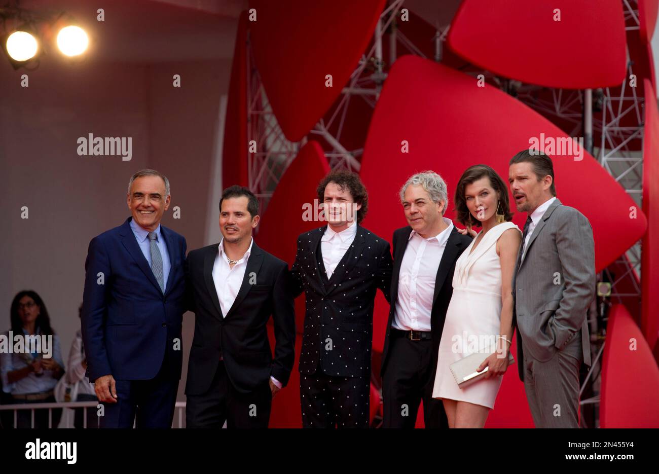 From right, actor Ethan Hawk, actress Milla Jovovich, director Michael ...