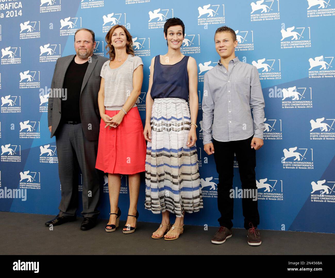 From left, actor Gregory Gadebois, director Alix Delaporte and actors ...