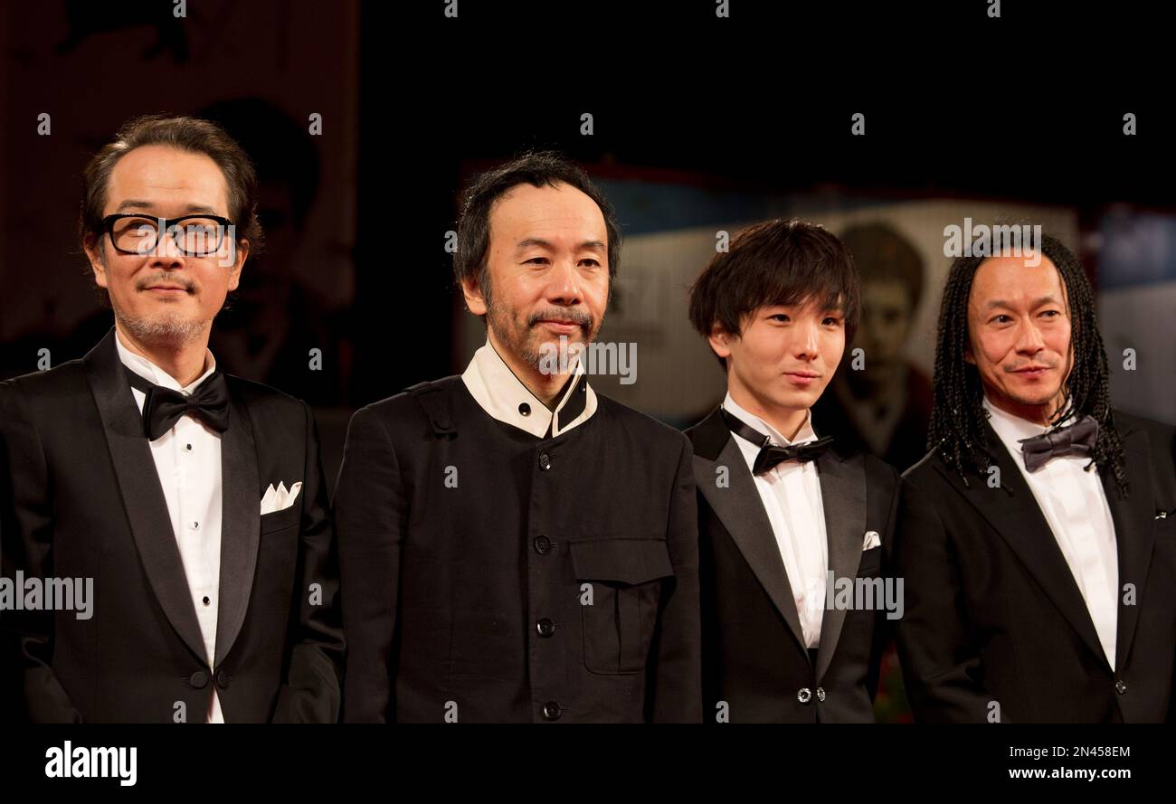 From left, actor Lily Franky, director Shinya Tsukamoto, actor Yusaku ...