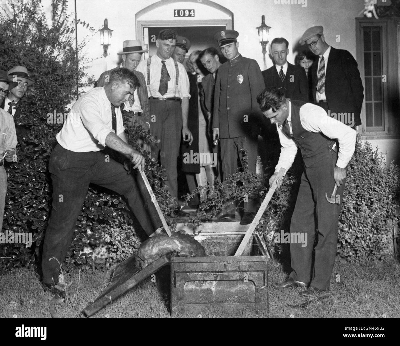 Casket in which puppies were buried in a shallow grave with the body of ...