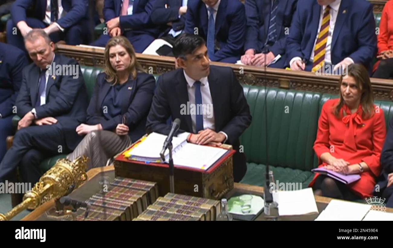 Prime Minister Rishi Sunak speaks during Prime Minister's Questions in ...