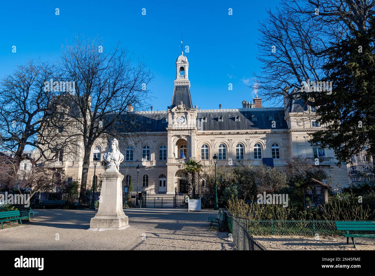 Exterior view of the facade of the town hall building of the 14th ...