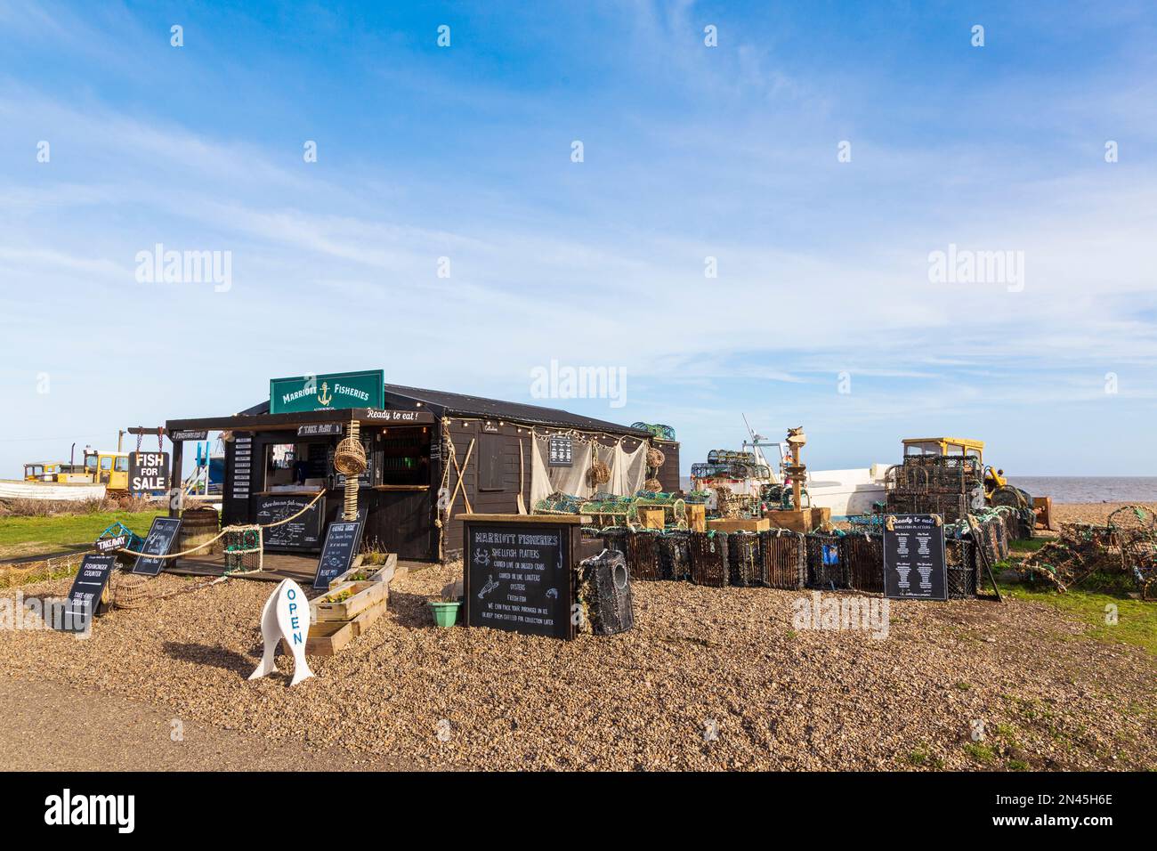 Fishmongers Huts at Aldeburgh in Suffolk on a Clear February Morning ...