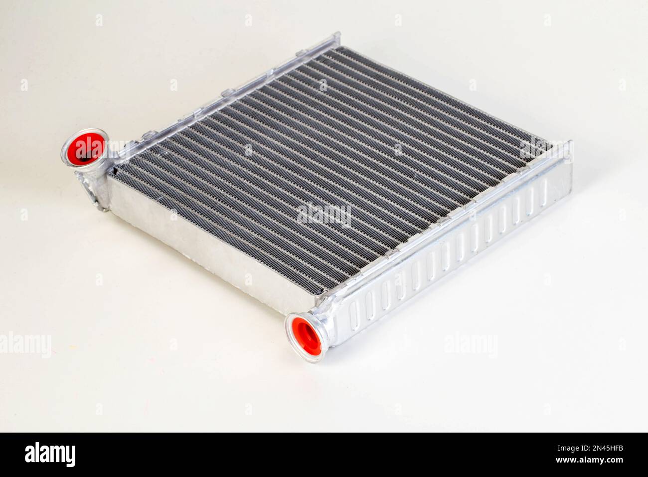 Aluminum radiator of a car stove on a white background, close-up Stock ...