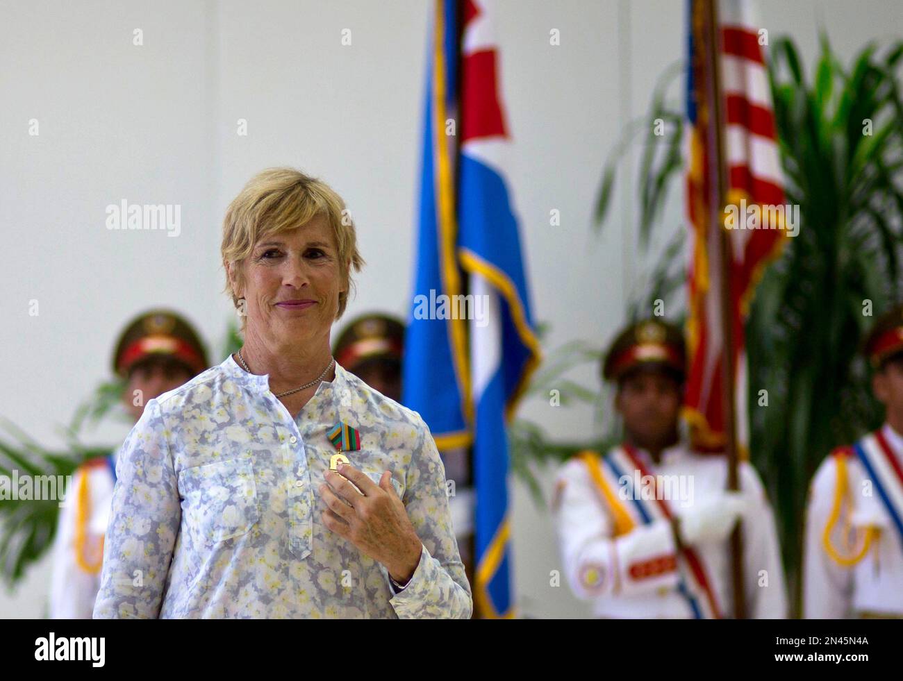 U.S. endurance swimmer Diana Nyad wears her Order of Sporting Merit ...