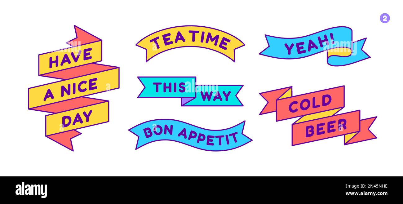 Ribbon Banner. Set color ribbon banner with text, phrase. Color ...