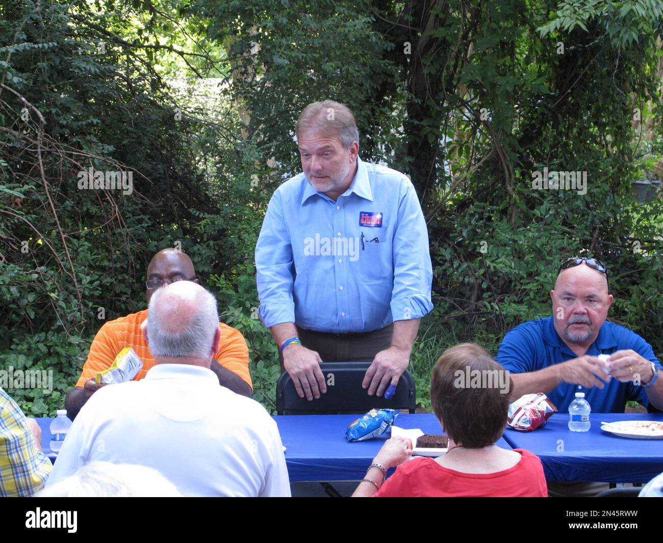 State Sen. Brad Hutto talks to voters at a Democratic Party rally on ...
