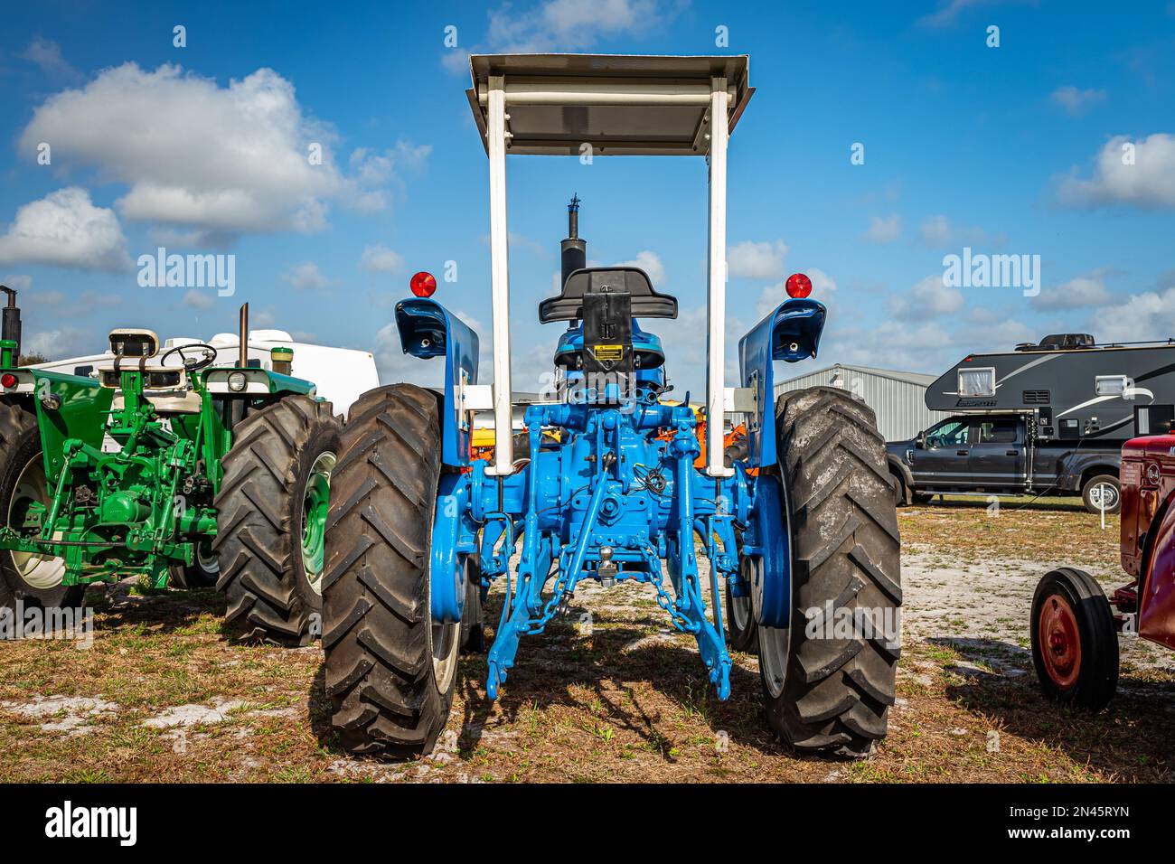 Fort Meade, FL - February 22, 2022: Low perspective rear view of a 1968 ...
