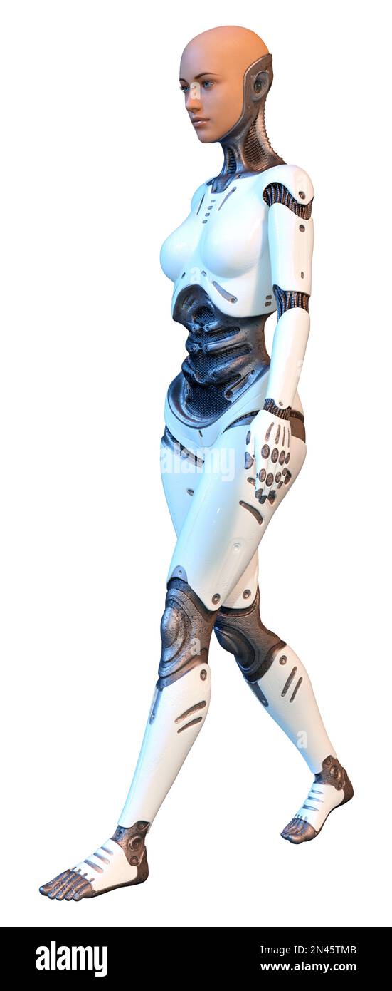 3D rendering of a female robot isolated on white background Stock Photo ...