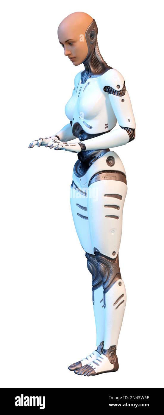 3D rendering of a female robot isolated on white background Stock Photo ...