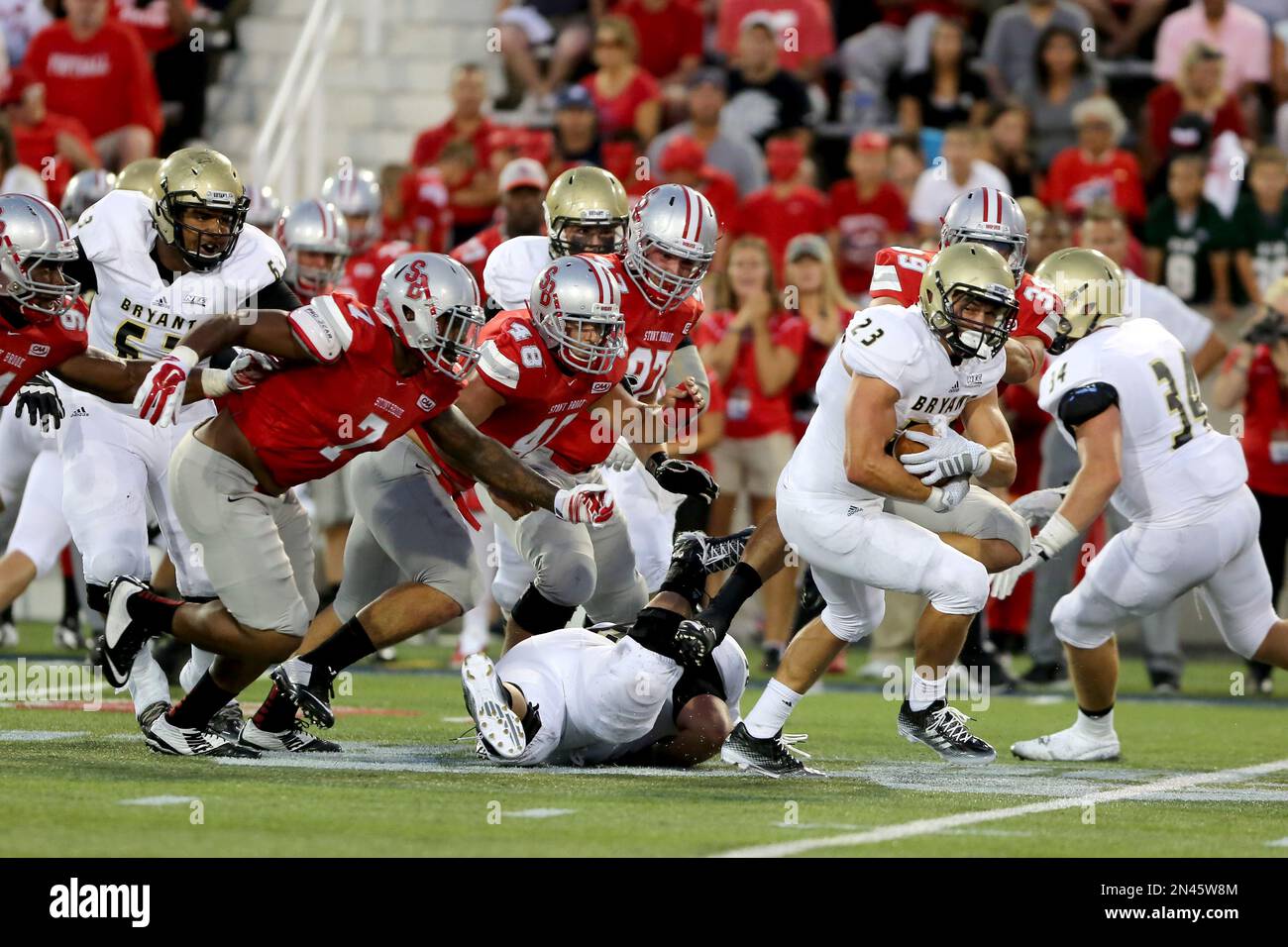 Bryant Bulldogs Paul Canevari #23 in action against the Stony Brook ...