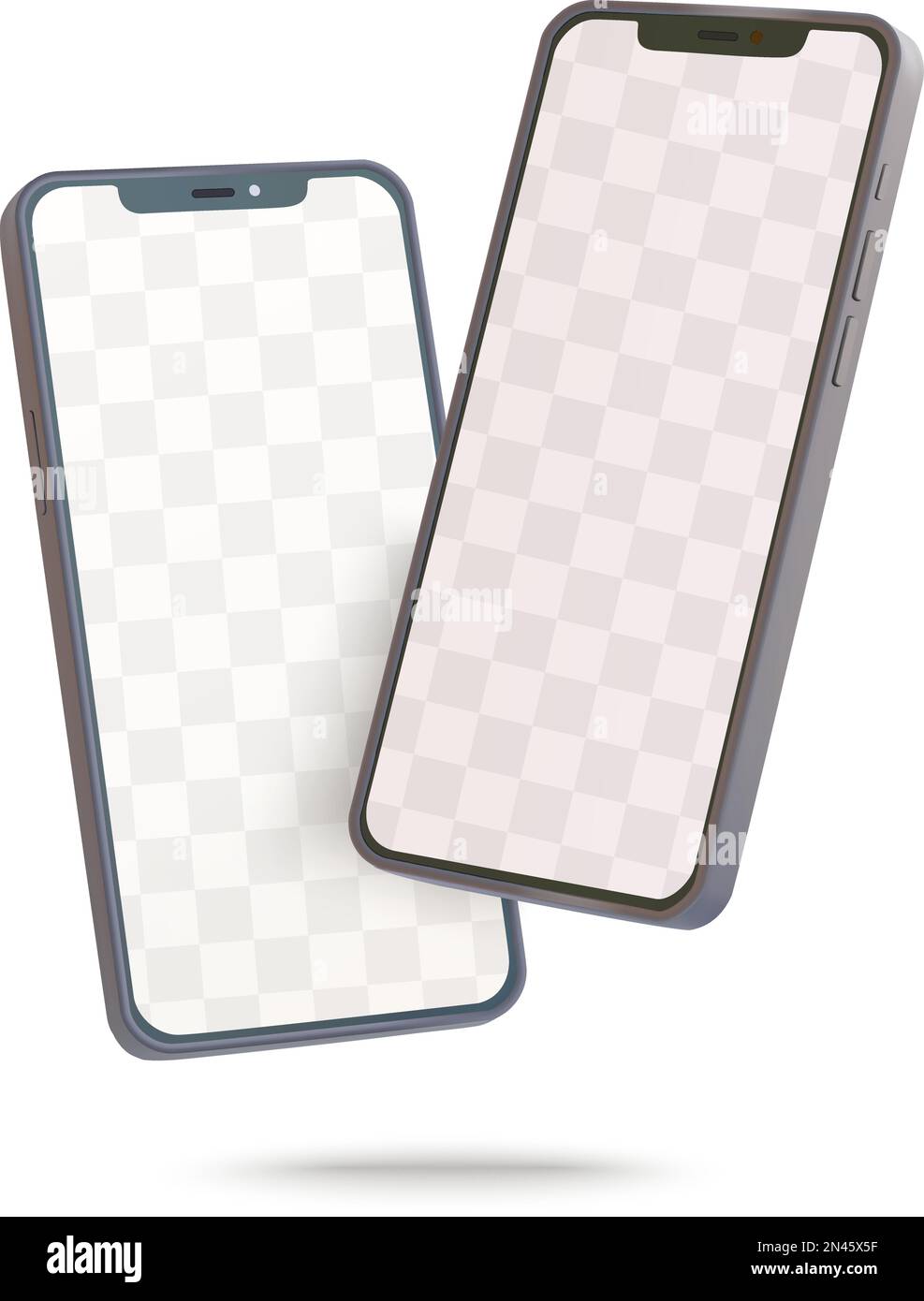 Two mobile phones vector mockup for application display or presentation ...