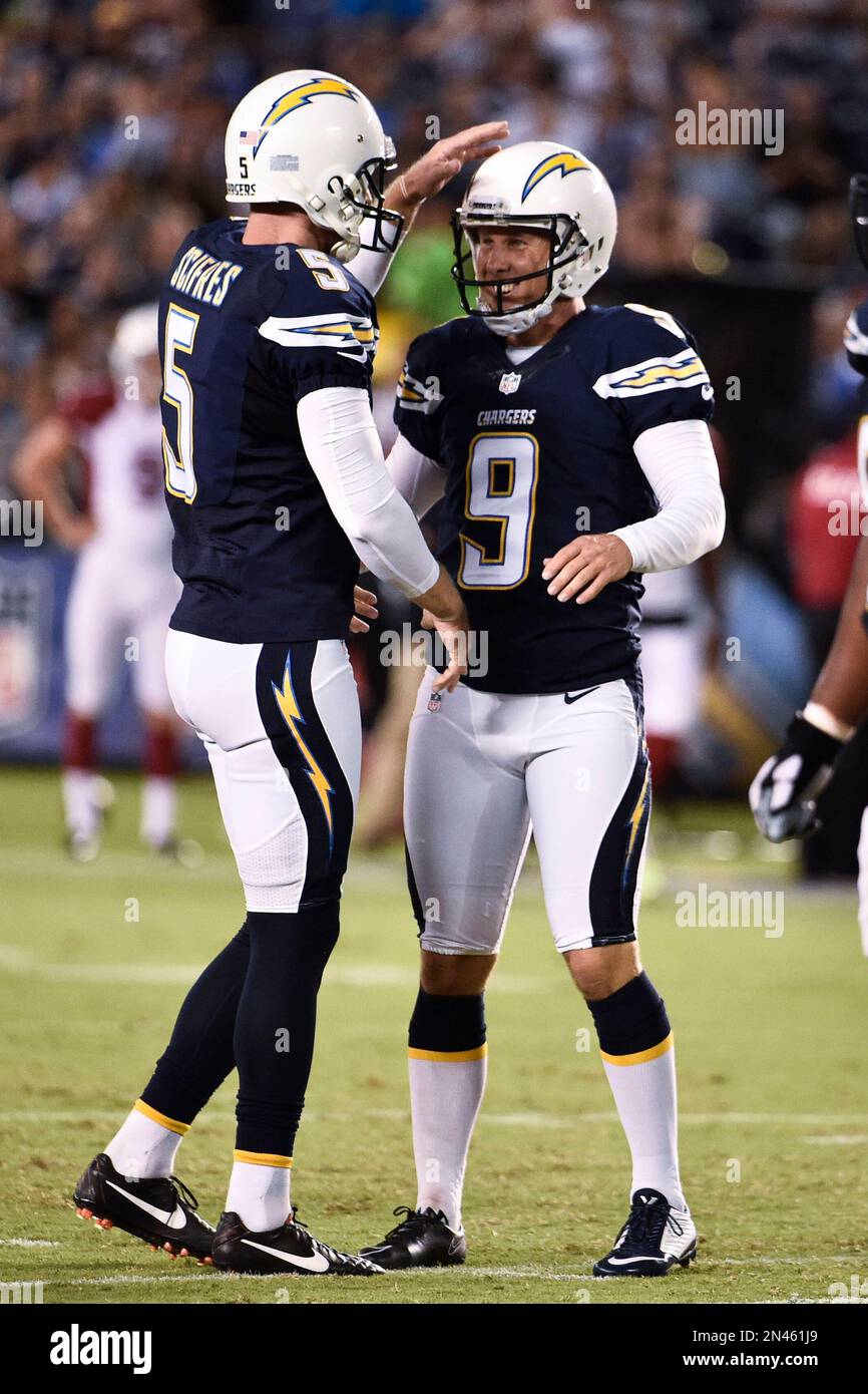 San Diego Chargers kicker Nick Novak (9) is congratulated by teammate ...