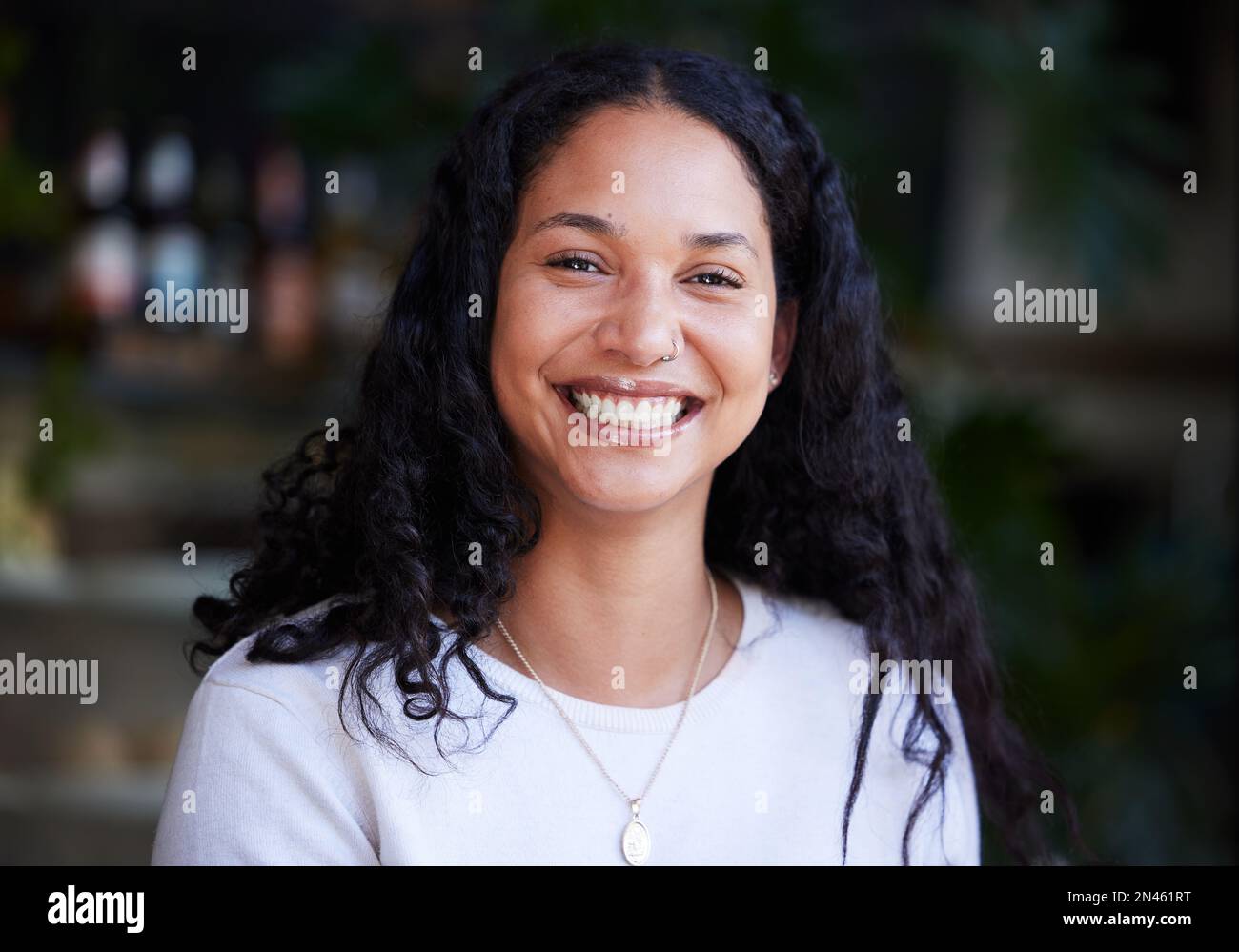 Happy portrait and woman smile, relax and excited about startup ...