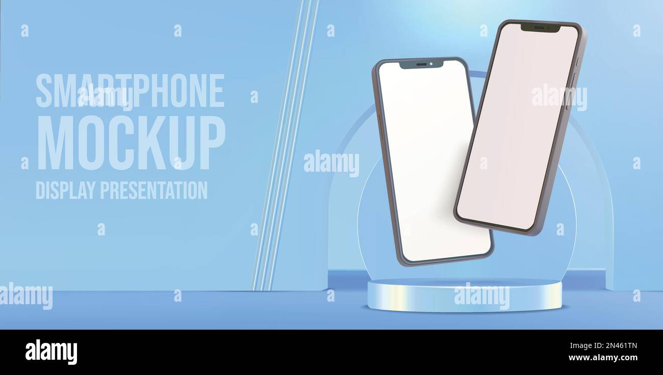 Vector phones and podium display scene for app ux ui presentation Stock ...