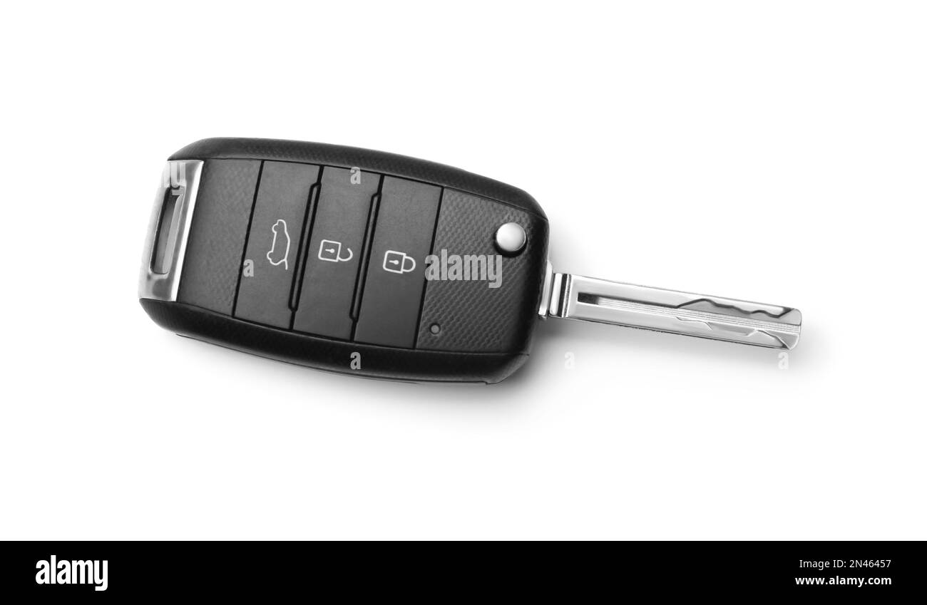 Modern car flip key isolated on white, top view Stock Photo - Alamy
