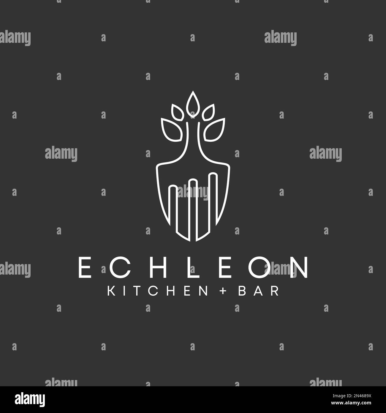 Simple Fork and Leaves in cutting circle image graphic icon logo design ...