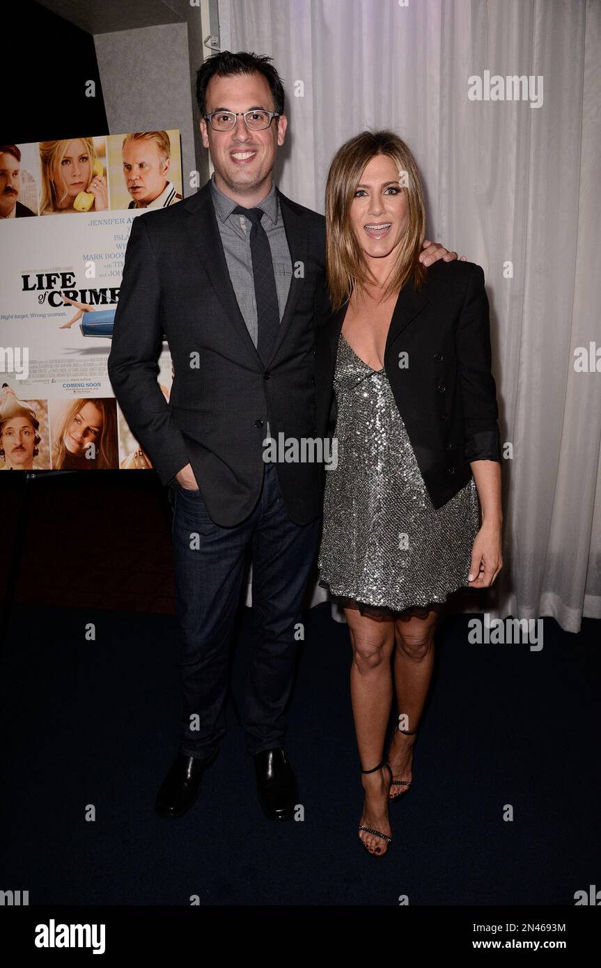 Director Daniel Schechter, left, and actress Jennifer Aniston attend ...