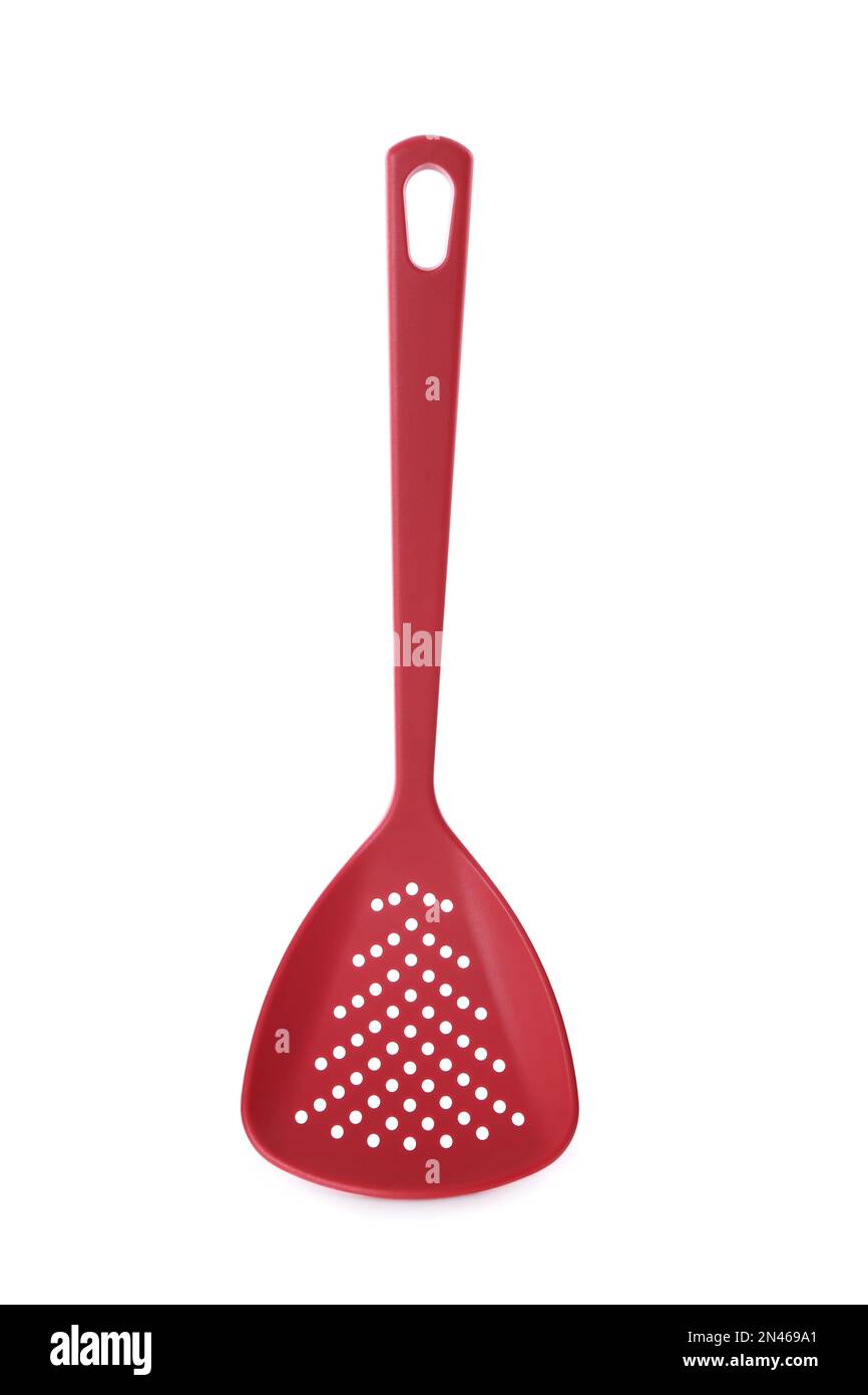 Color skimmer on white background. Kitchen utensils Stock Photo - Alamy