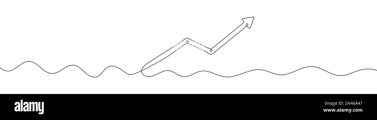 Continuous line drawing of up arrow. Up arrow linear icon. One line ...