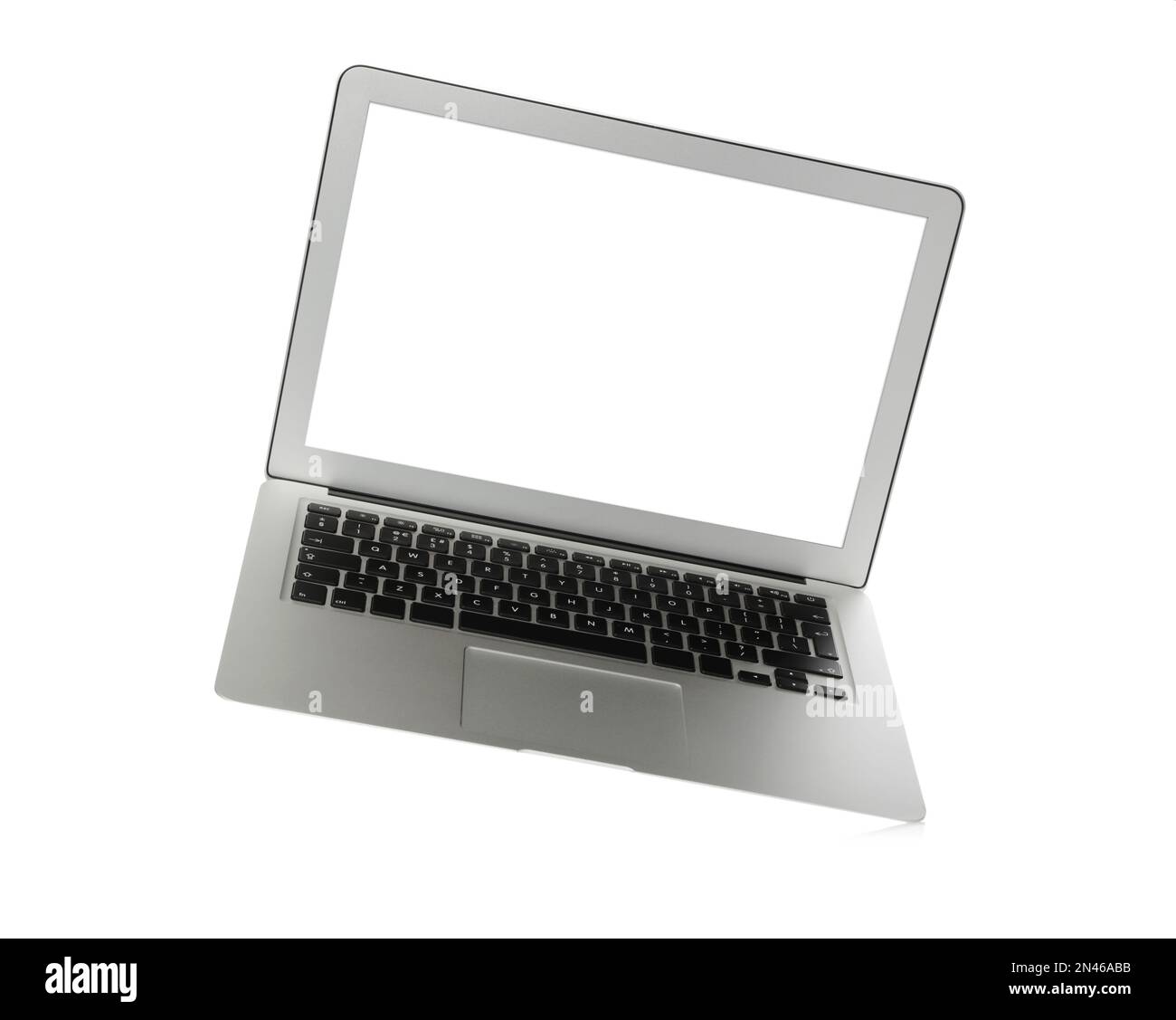 Laptop with blank screen isolated on white. Mockup for design Stock ...