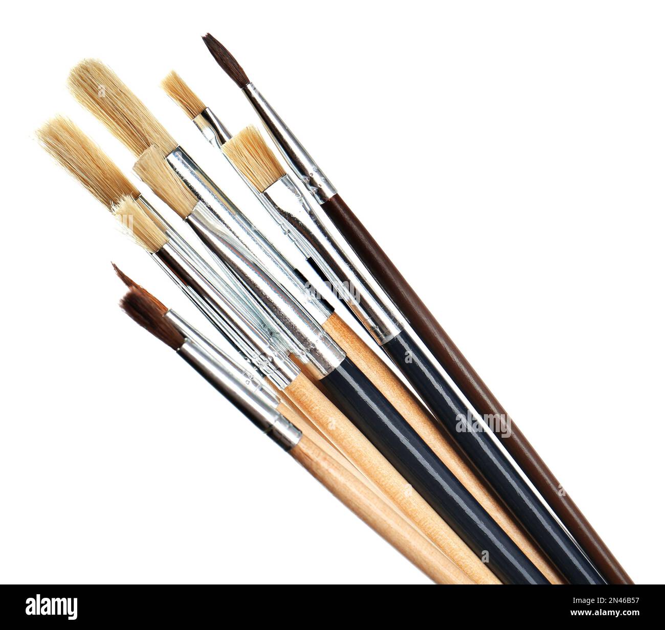 Set of different paint brushes on white background Stock Photo - Alamy