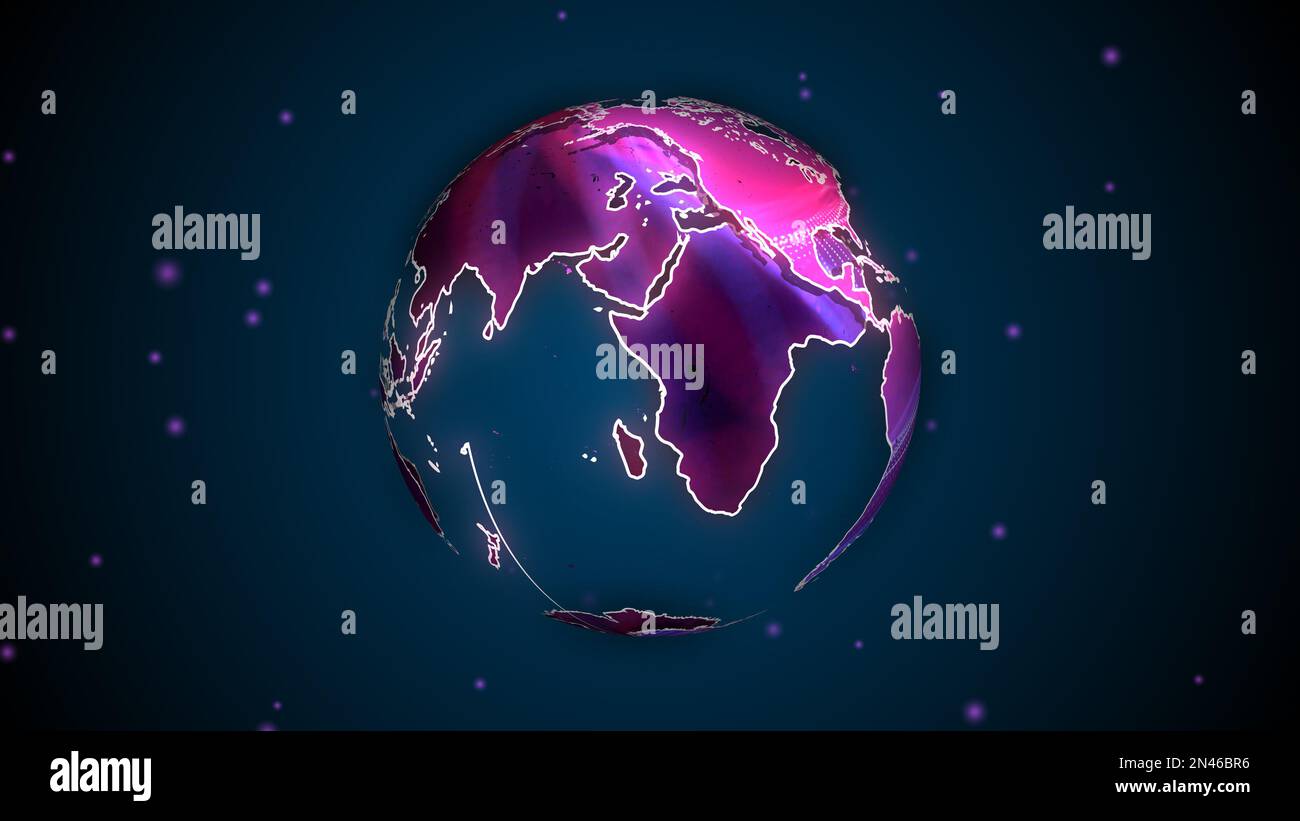 Techy earth map globe. Abstract colorful particles earth globe Stock ...