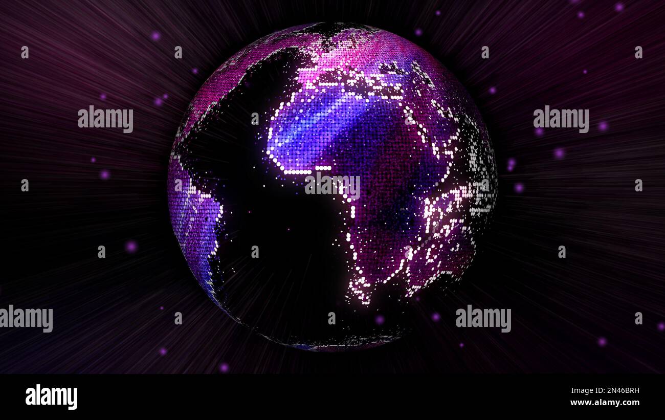 Techy earth map globe. Abstract colorful particles earth globe Stock ...