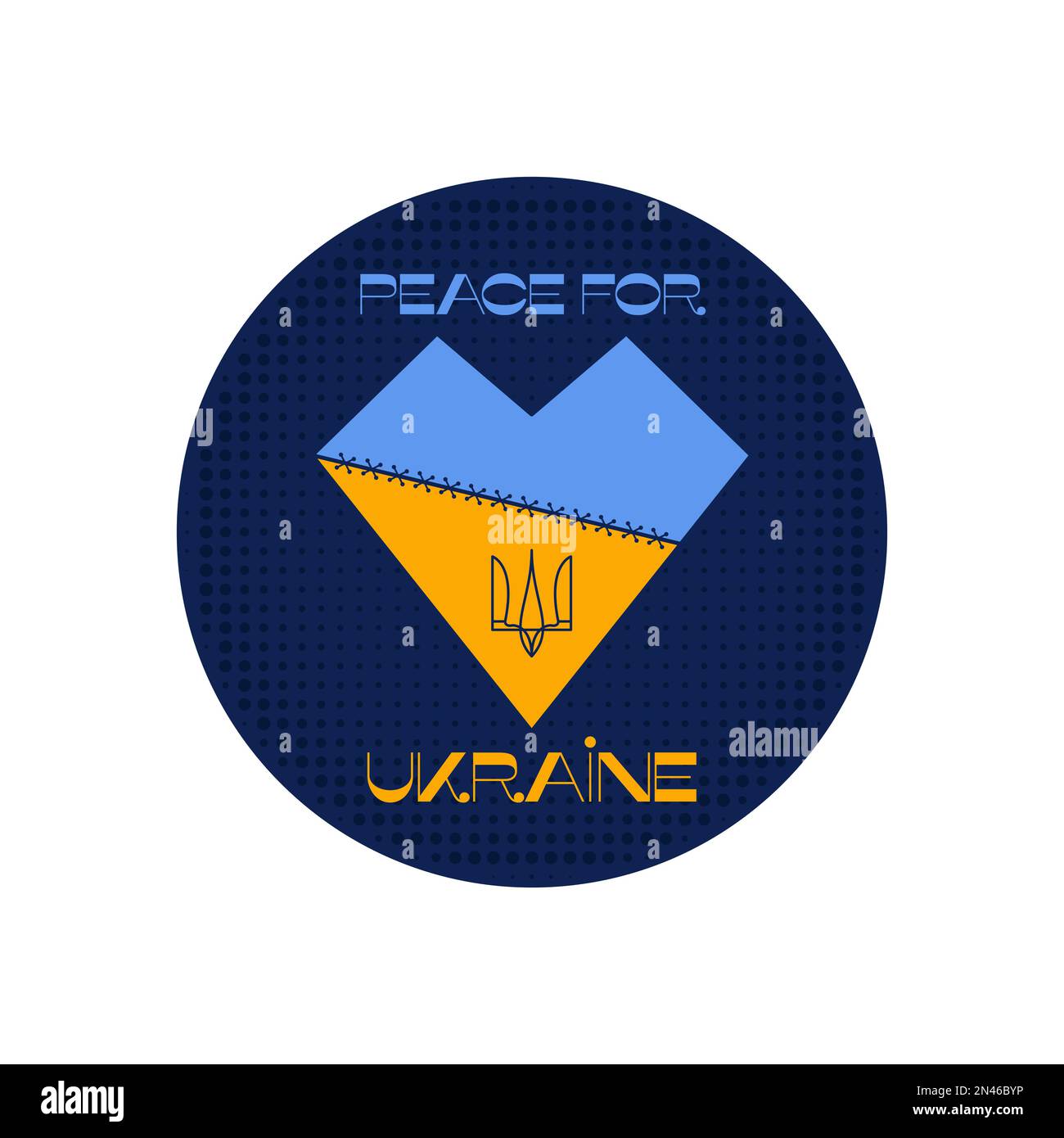 Peace for Ukraine badge design with Ukrainian coat of arms inside the ...