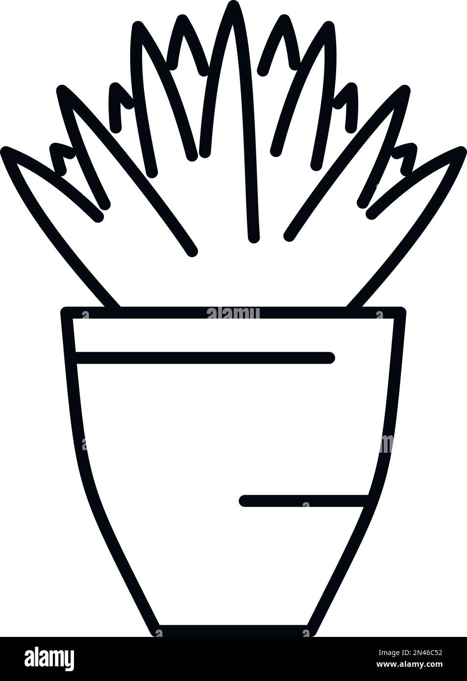Art plant pot icon outline vector. Indoor garden. Flower leaf Stock ...